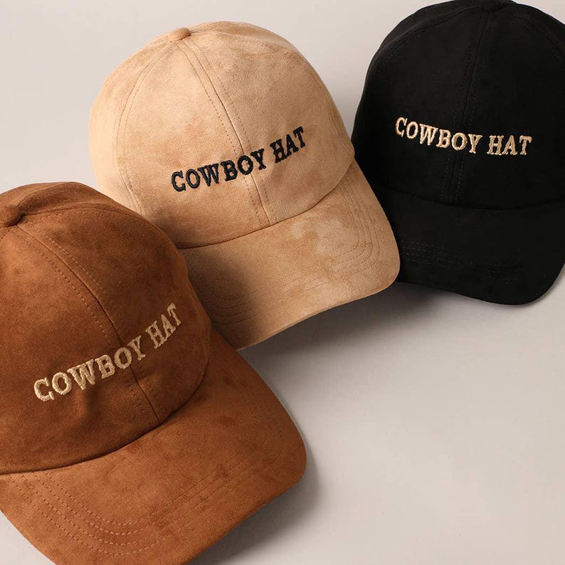 Cowboy Hat Text Embroidery Suede Baseball Cap - Etsy