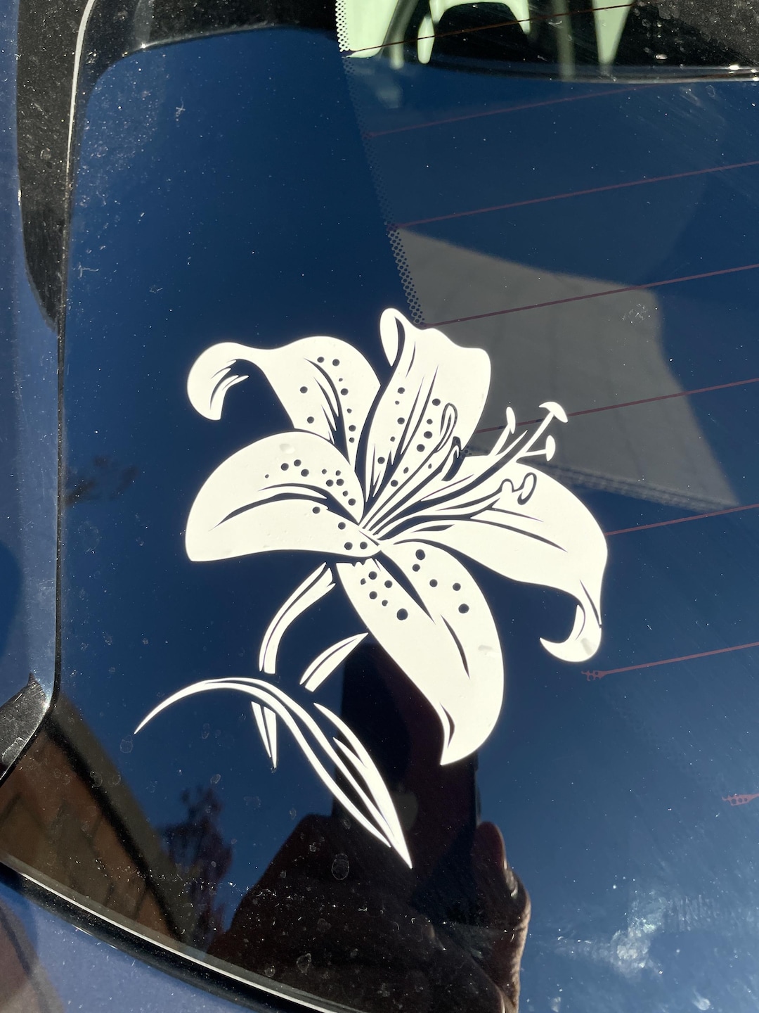 White Lily Car Decal – Elegant Floral Vinyl Sticker for Cars, Laptops ...