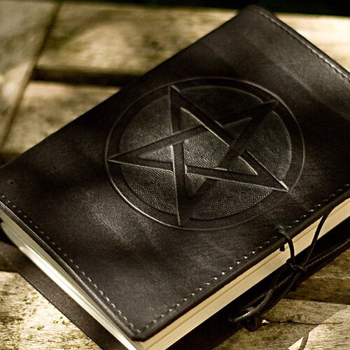 A6 Standard Size Black Leather Bound Journal Pentagram Book - Etsy
