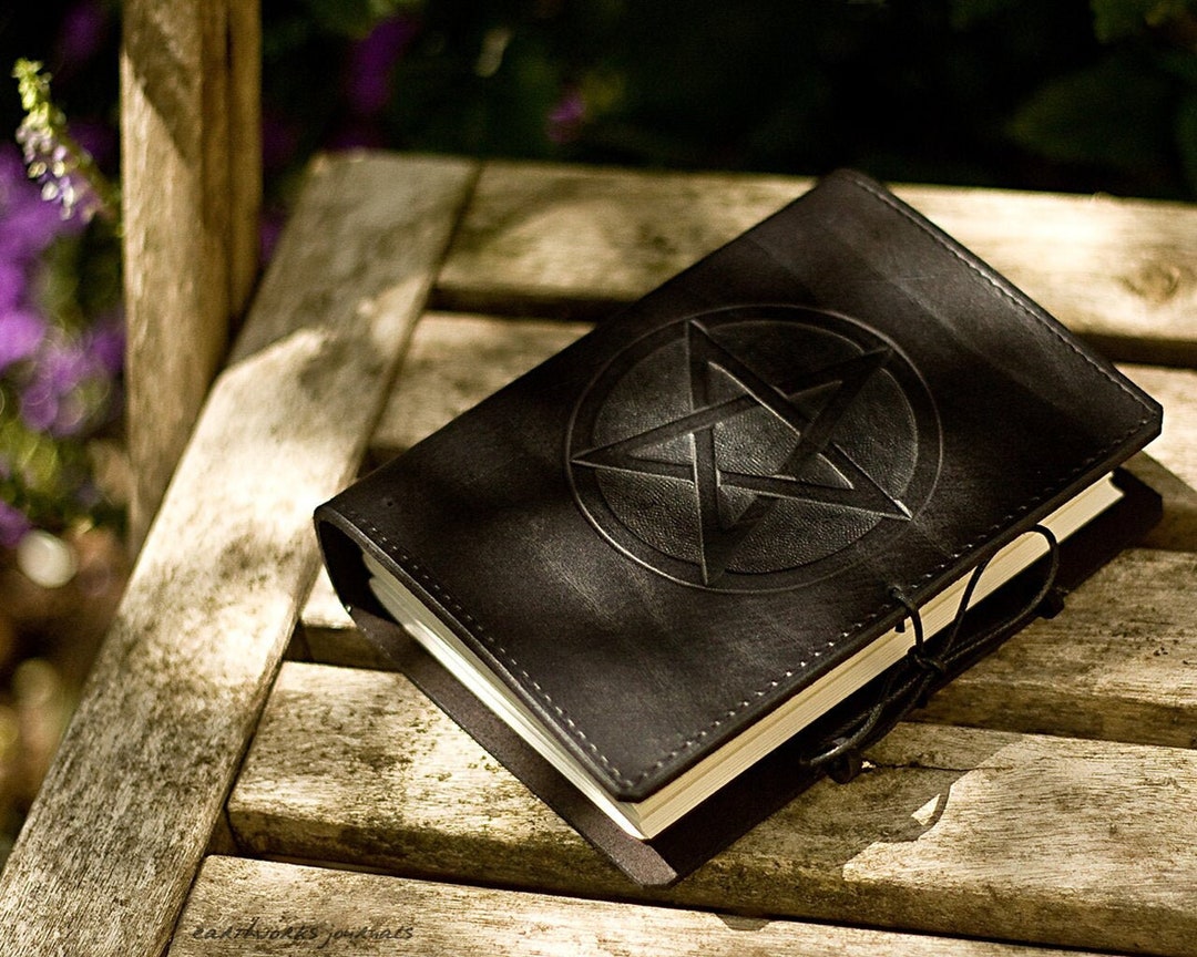 A6 Standard Size, Black Leather Bound Journal, Pentagram Book of ...