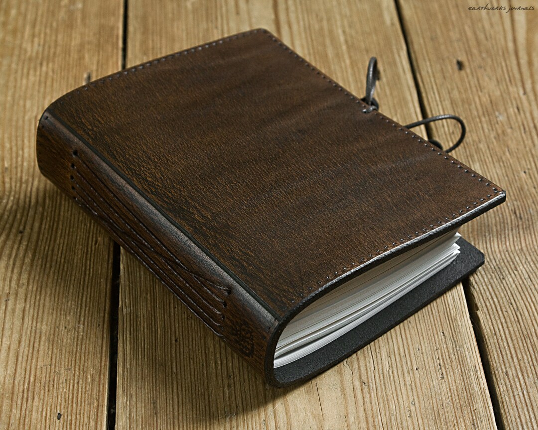 A6 Standard Size, Classic Dark Brown Leather Hand Bound Journal, Travel ...