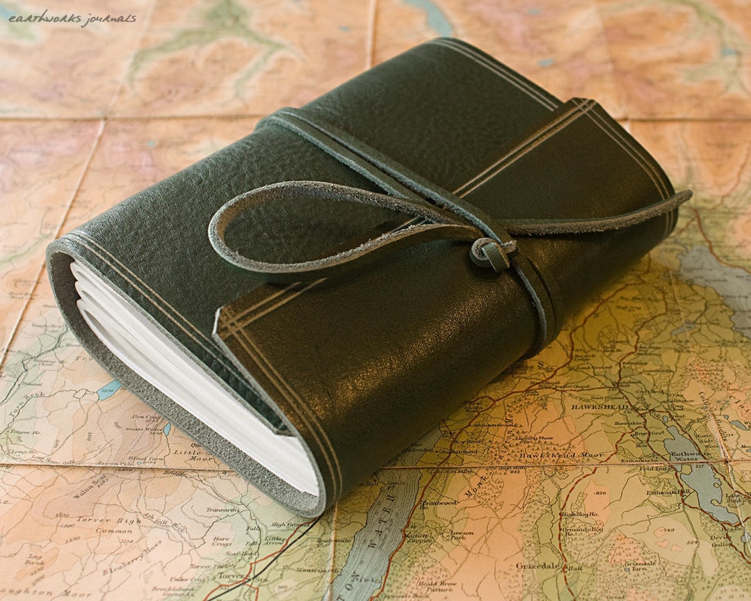 A6 Standard Size, Rugged Green Leather Journal, Soft Leather Wrap Cover ...