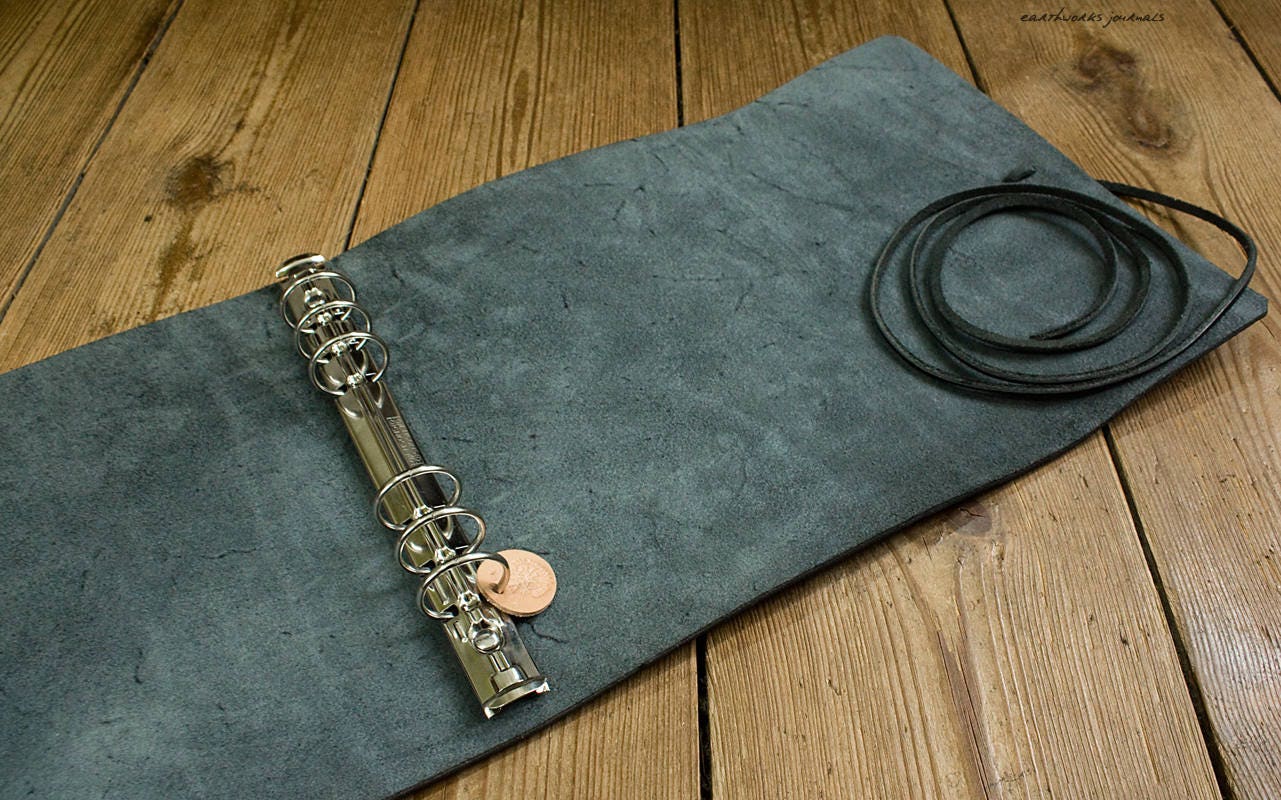 A5 Rugged Black Leather Wrap Ring Binder Filofax Compatible 6 - Etsy