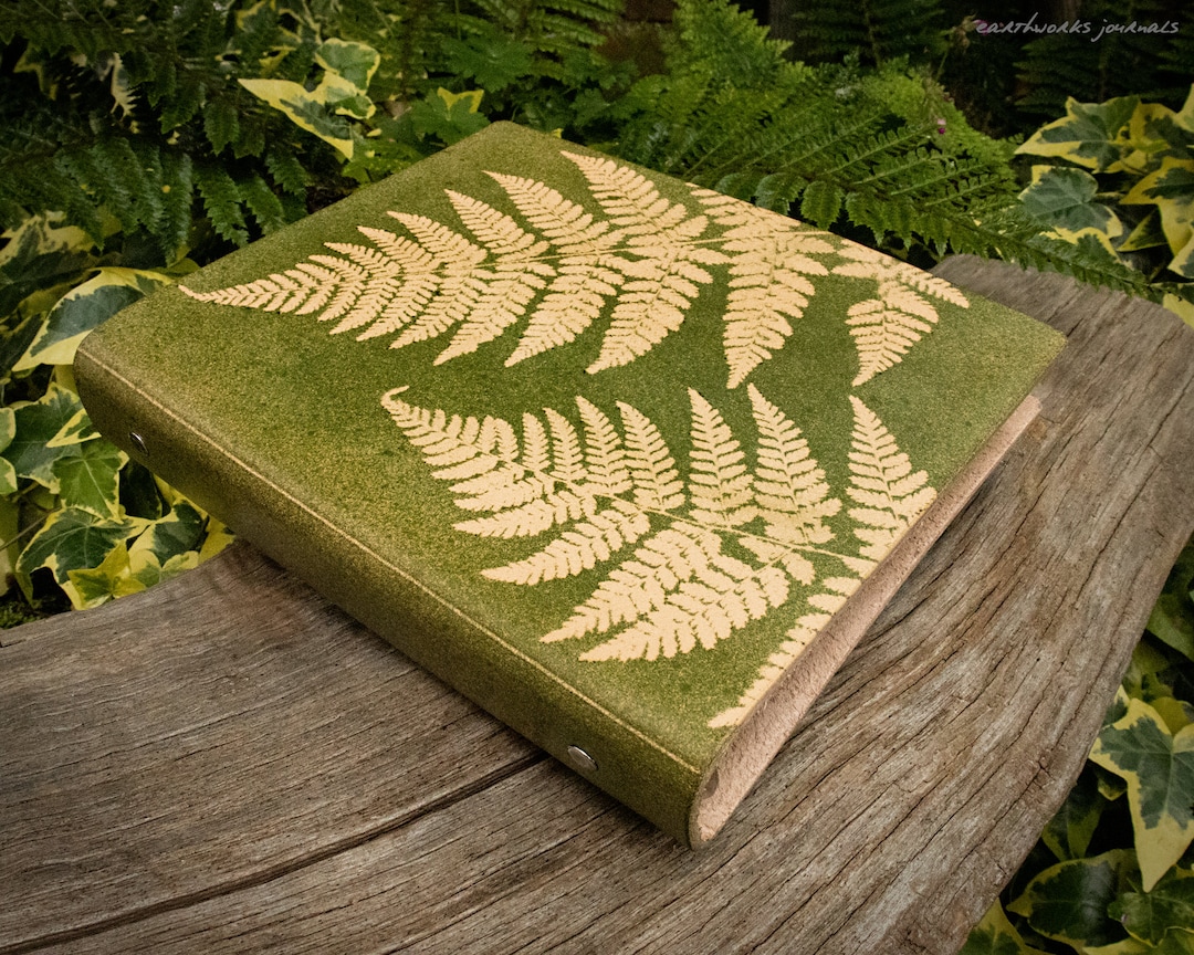 A5 Green Leather 6 Ring Binder With Fern Leaf Design, Filofax ...