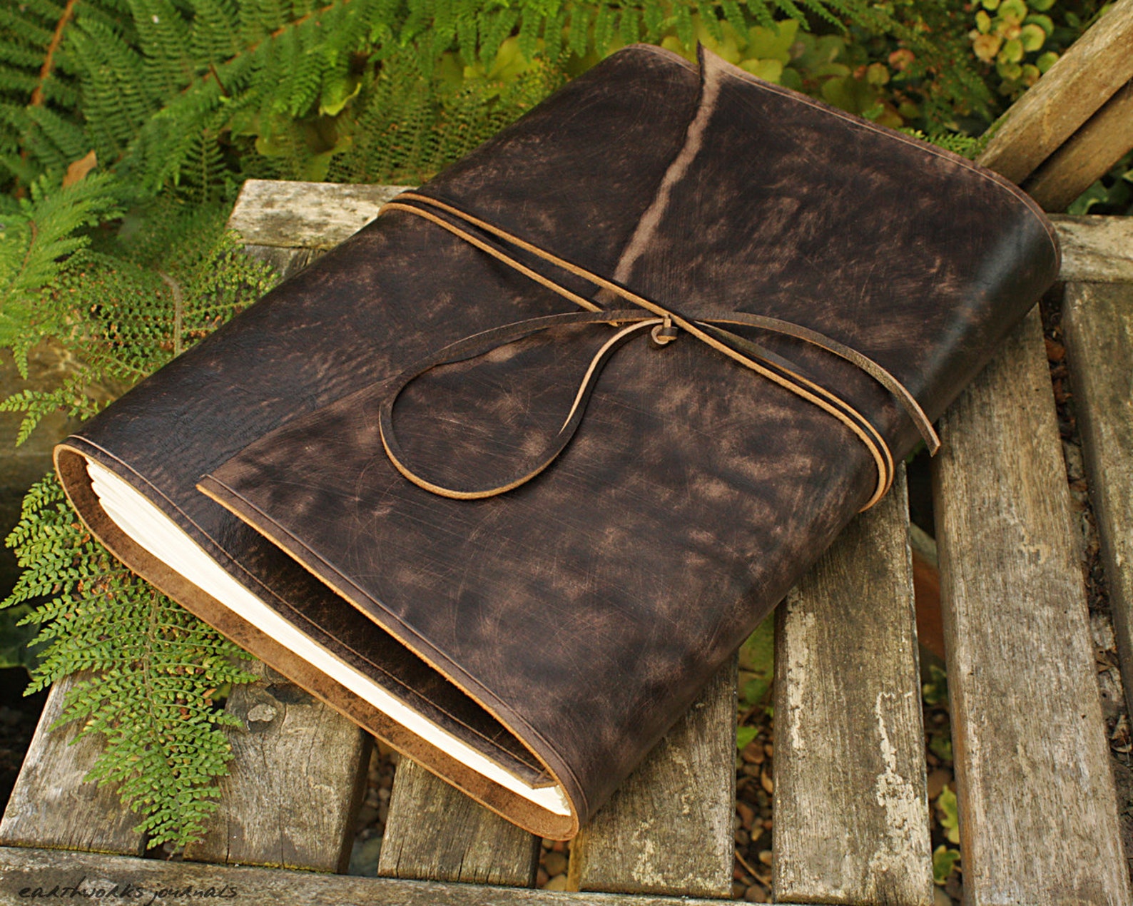 Large Leather Bound Journal in Distressed Dark Brown, A4 Leather ...