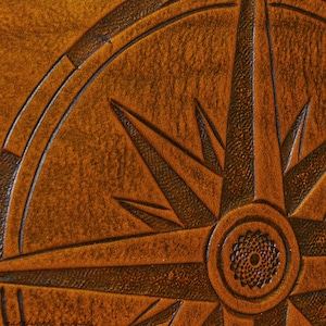 A5 Brown Leather 2 Ring Binder, Compass Rose Travel Planner, Compass ...