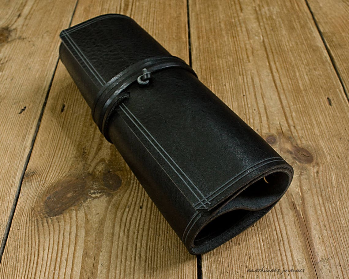 A5 Rugged Black Leather Wrap Ring Binder Filofax Compatible 6 - Etsy