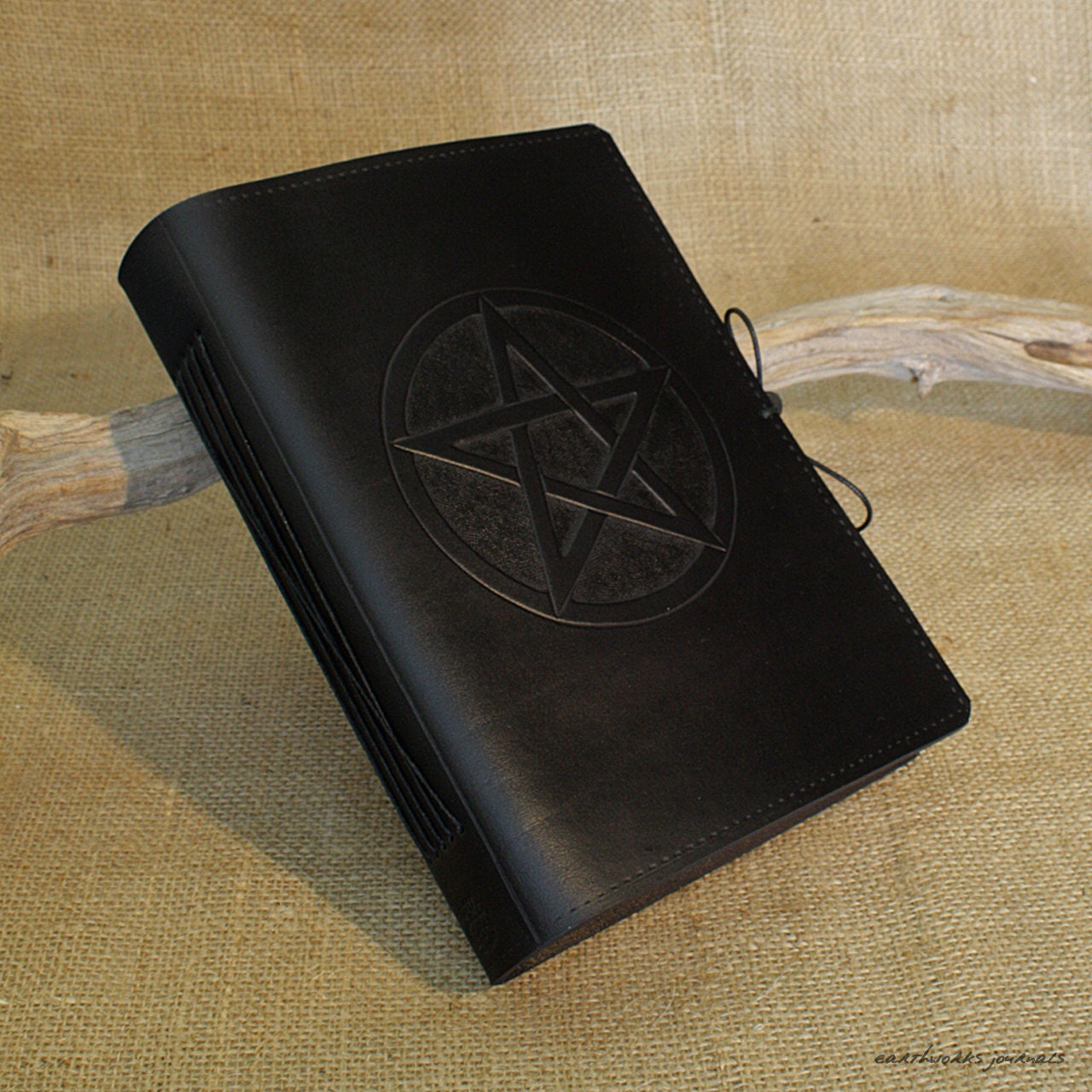 A5 Medium Leather Bound Journal Pentagram Book of Shadows - Etsy UK