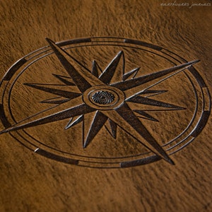A4 Dark Brown Leather 2 Ring Binder, Compass Rose, Compass Points ...