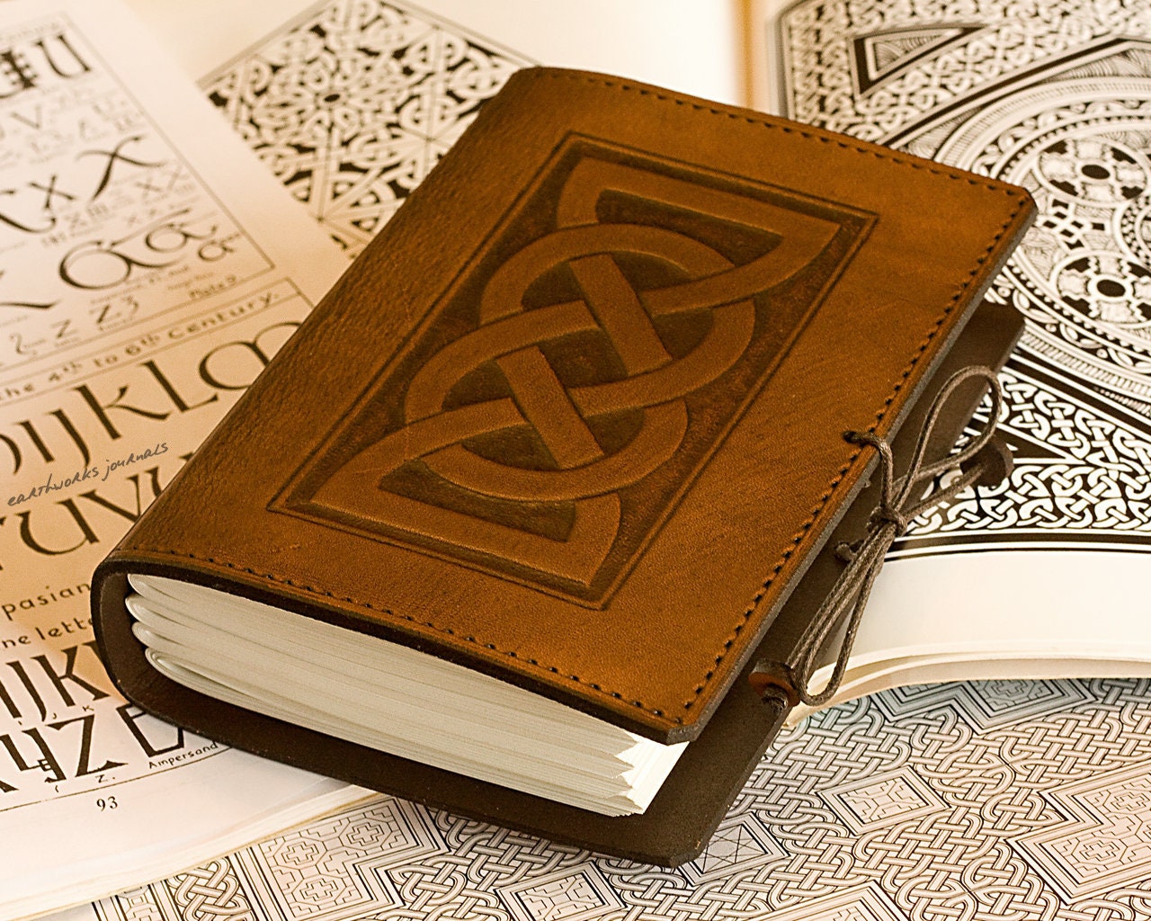 A6 Standard Size, Leather Bound Journal, Celtic Knot Journal, Celtic ...