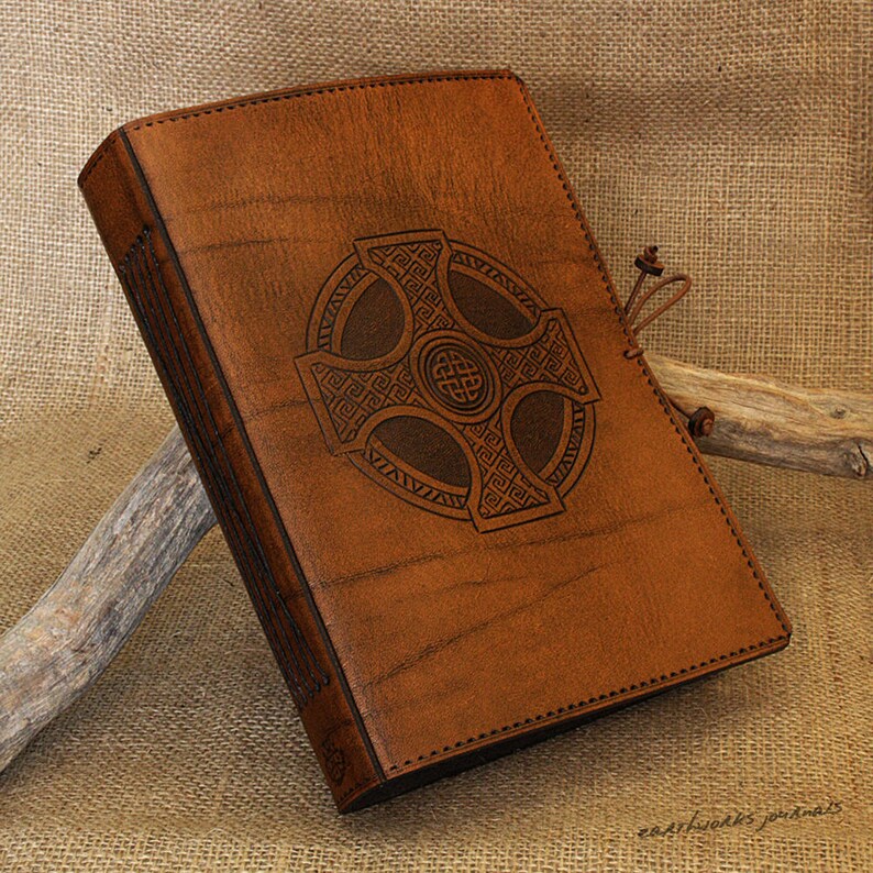 A5, Medium, Leather Bound Journal, Celtic Cross, Christian Journal ...