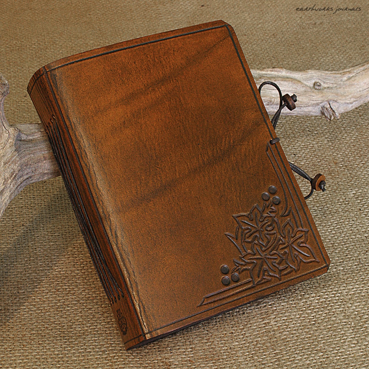 A6 Standard Size Leather Bound Journal Art Nouveau Fig Leaf | Etsy