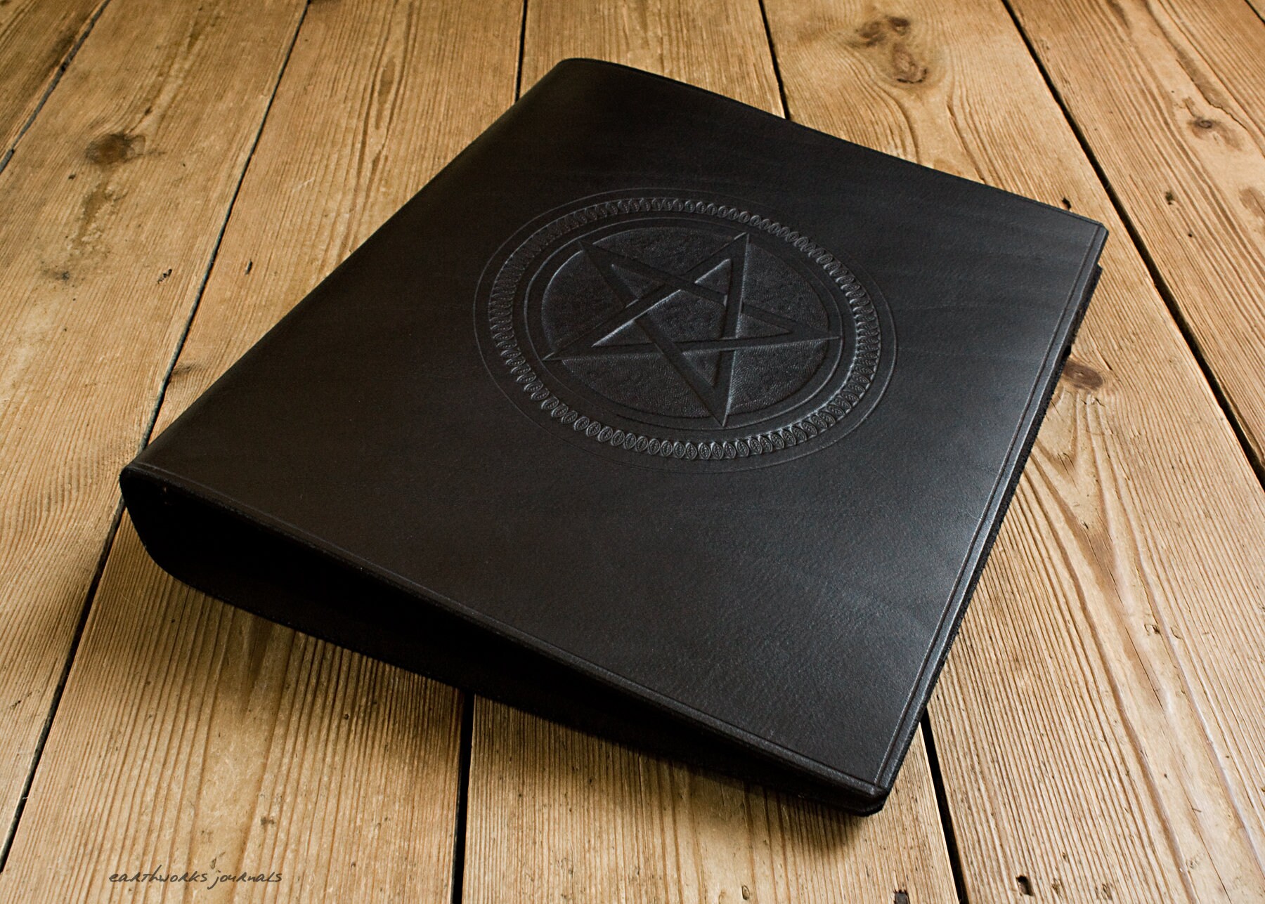 A4 Black Leather 4 Ring Binder Pentagram Book of Shadows | Etsy