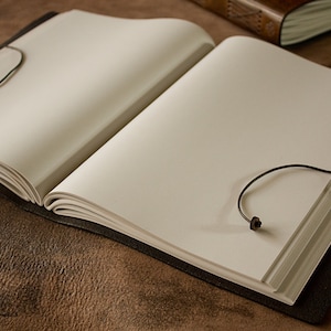 A4 Large Classic Brown Leather Bound Journal, Leather Notebook, Custom ...