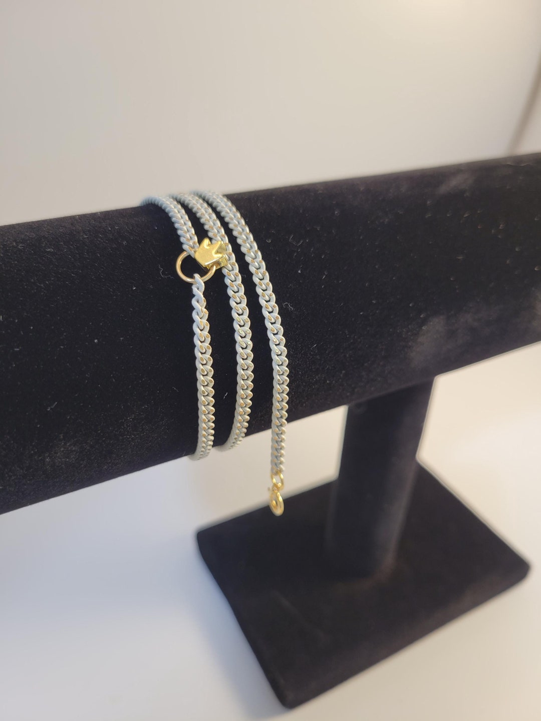 White and Gold Chain Crown Detail Layered Bracelet - Etsy