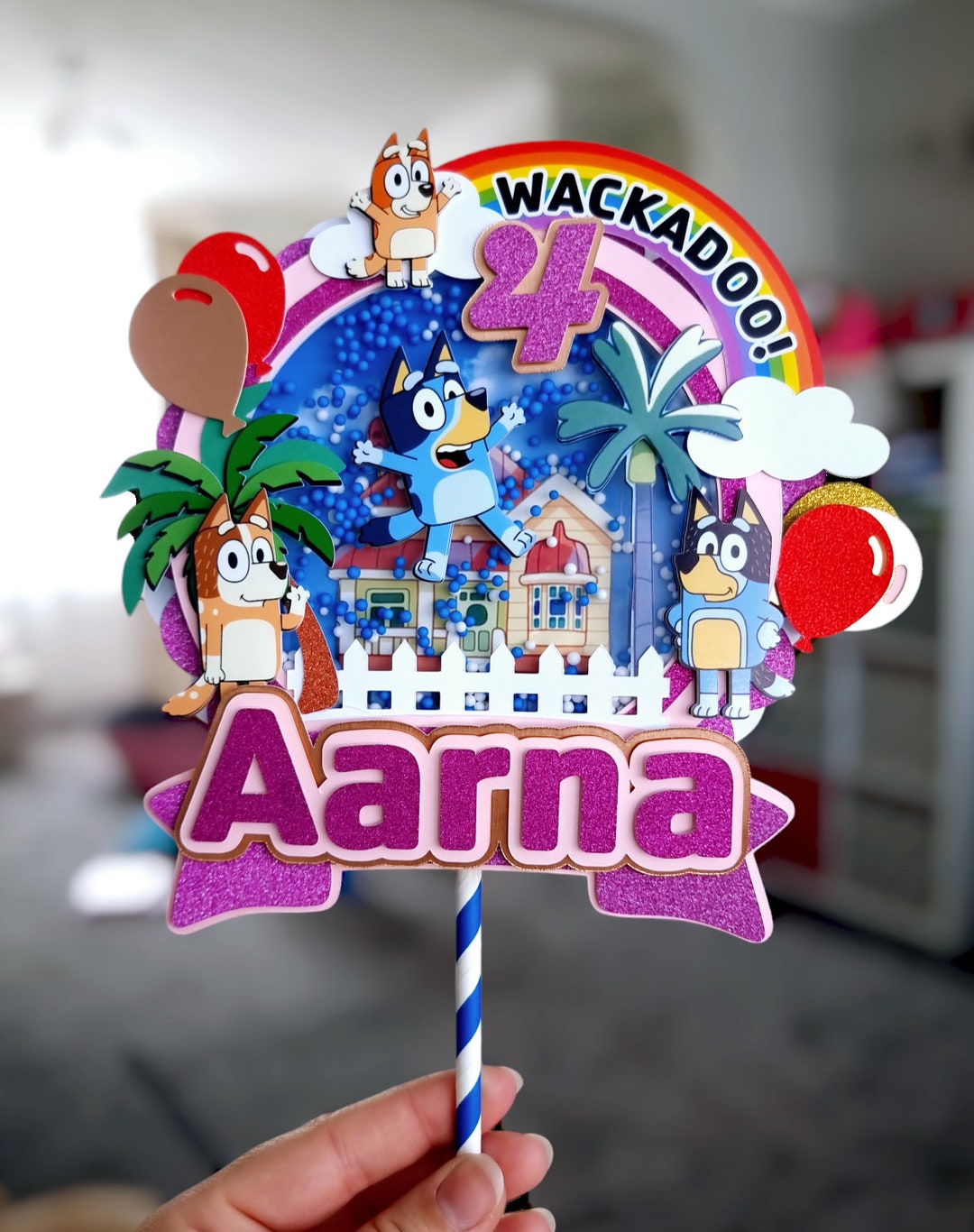 Personalised 3D Cake Topper With Shaker Custom With Name and Age ...