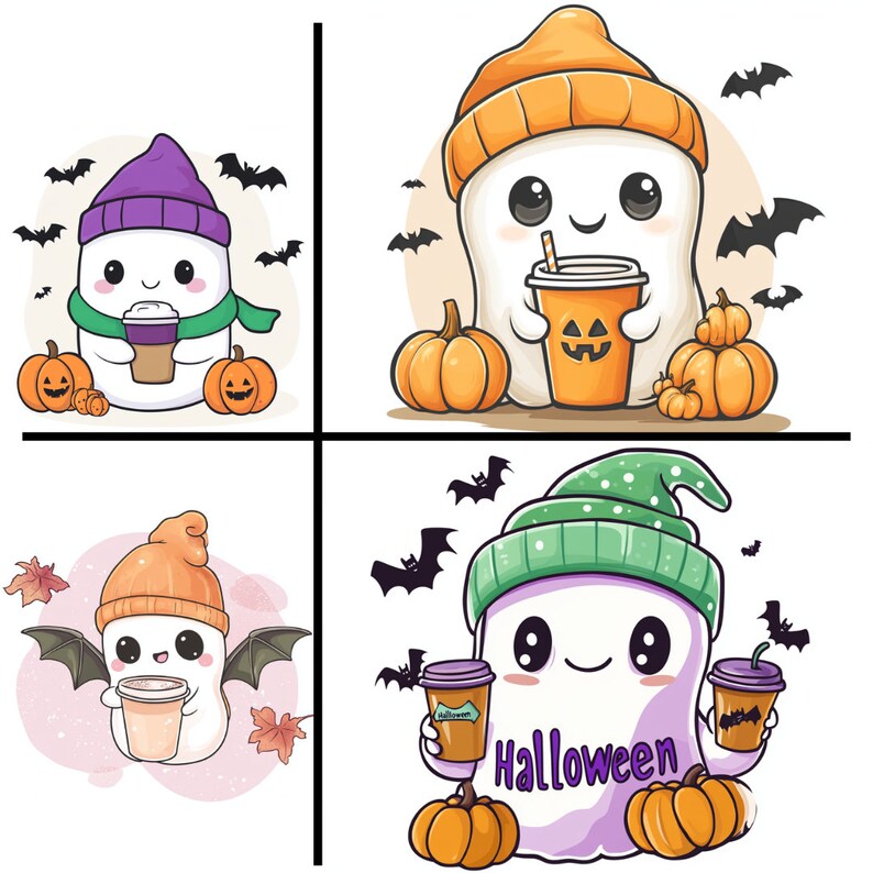 Cute Ghost Halloween Clip Art Png , Halloween Sticker Png, Mug Png ...