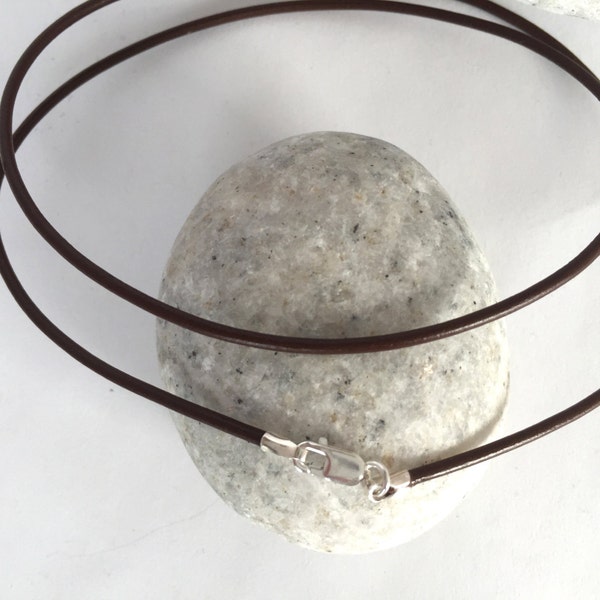 Leather Cord Sterling Silver 2mm Genuine Necklace With S-Hook Clasp ...
