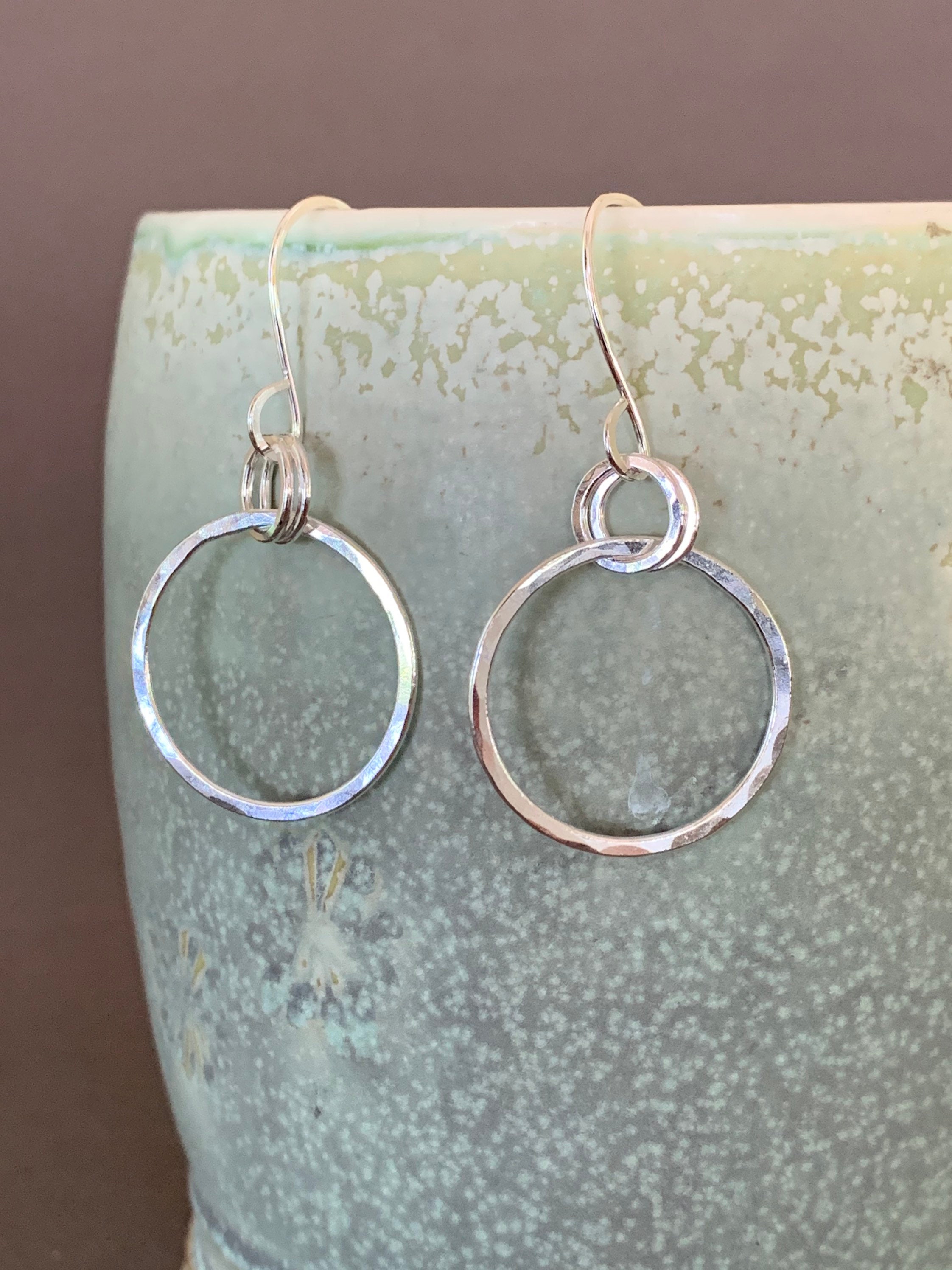Hand Forged Hoop Earrings, Sterling Silver - Etsy
