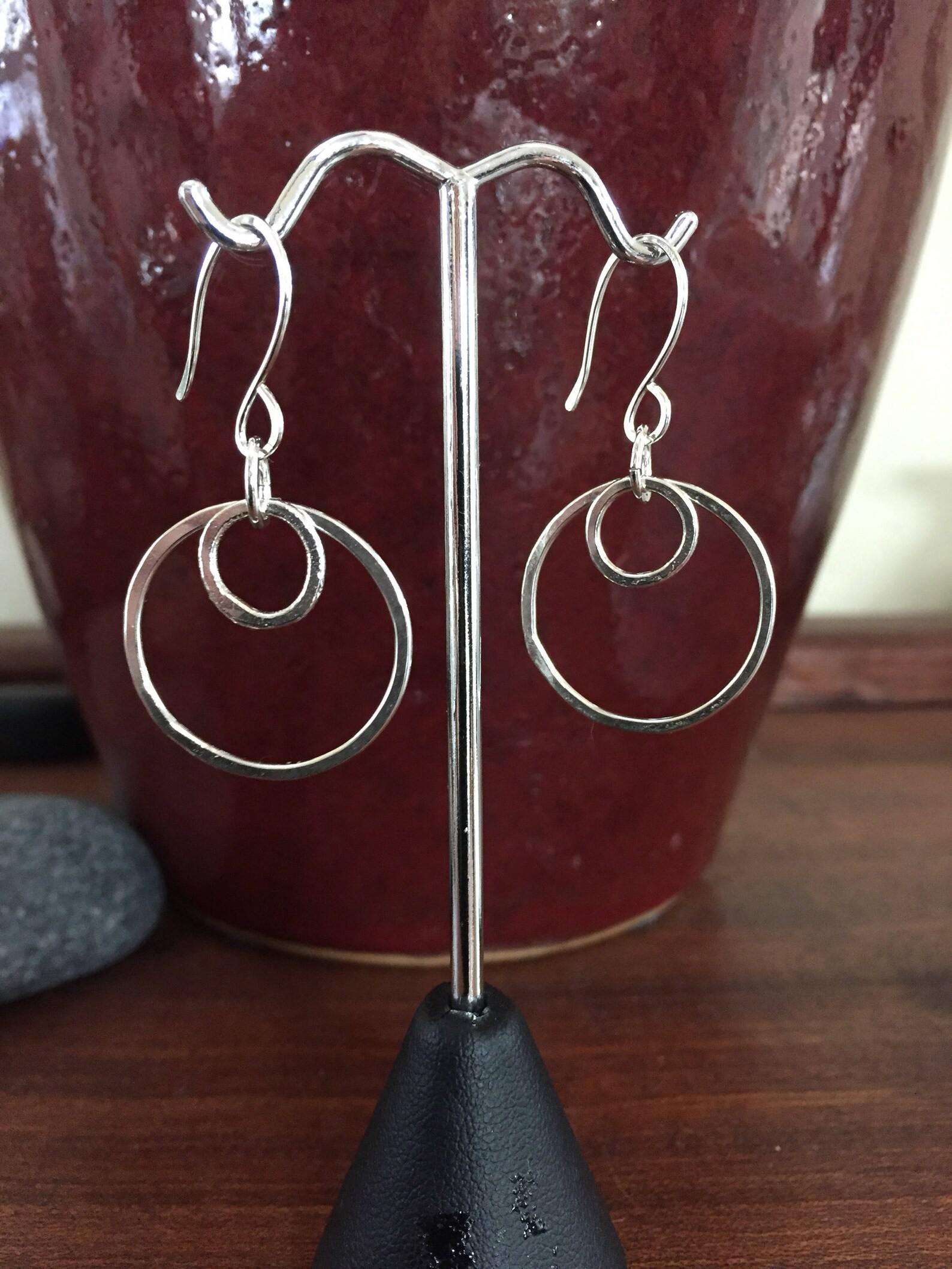 Silver Hoop Earrings Sterling Silver Double Hoop - Etsy
