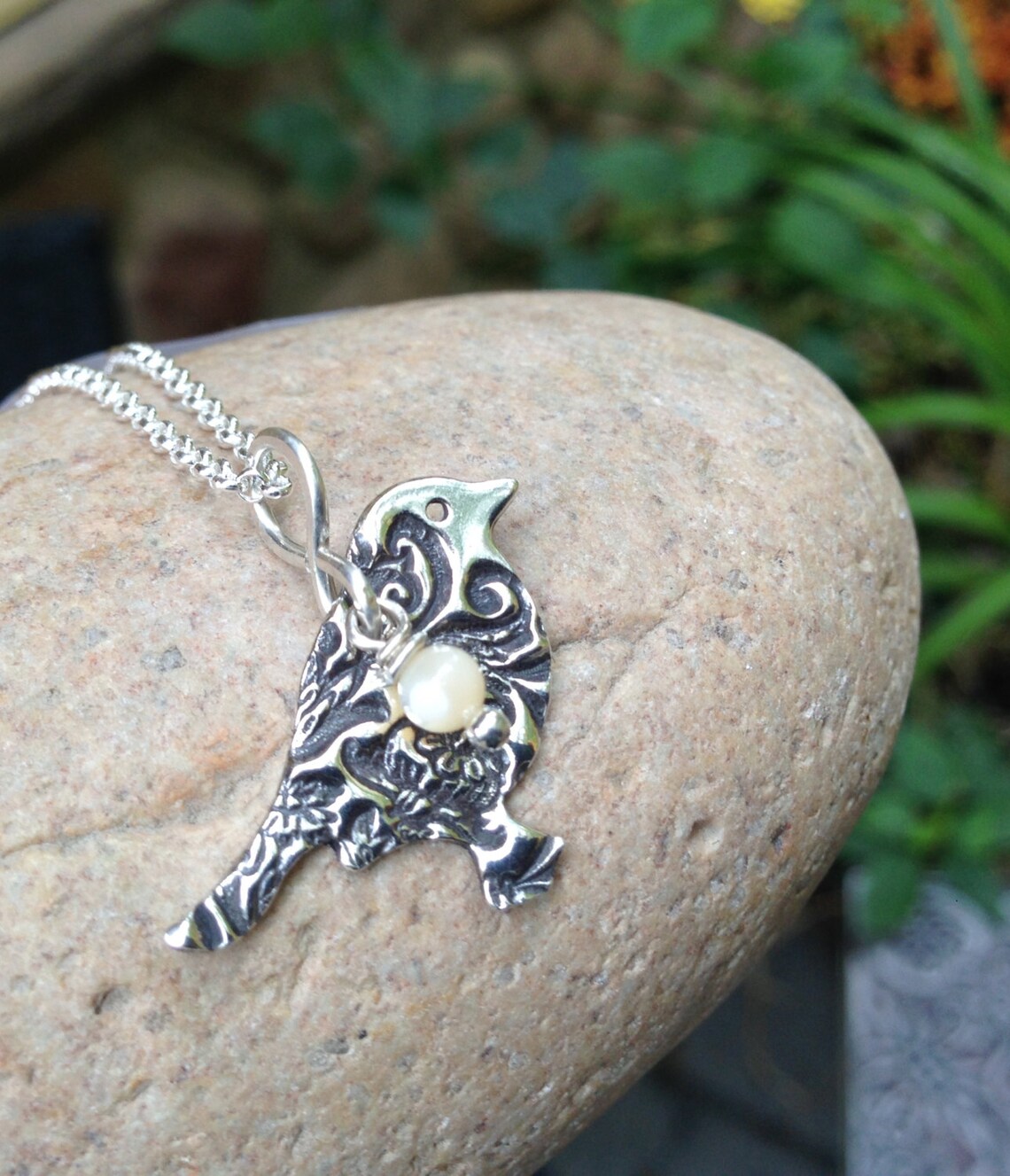 Sterling Silver Bird Necklace Silver Bird Charm With Mother - Etsy