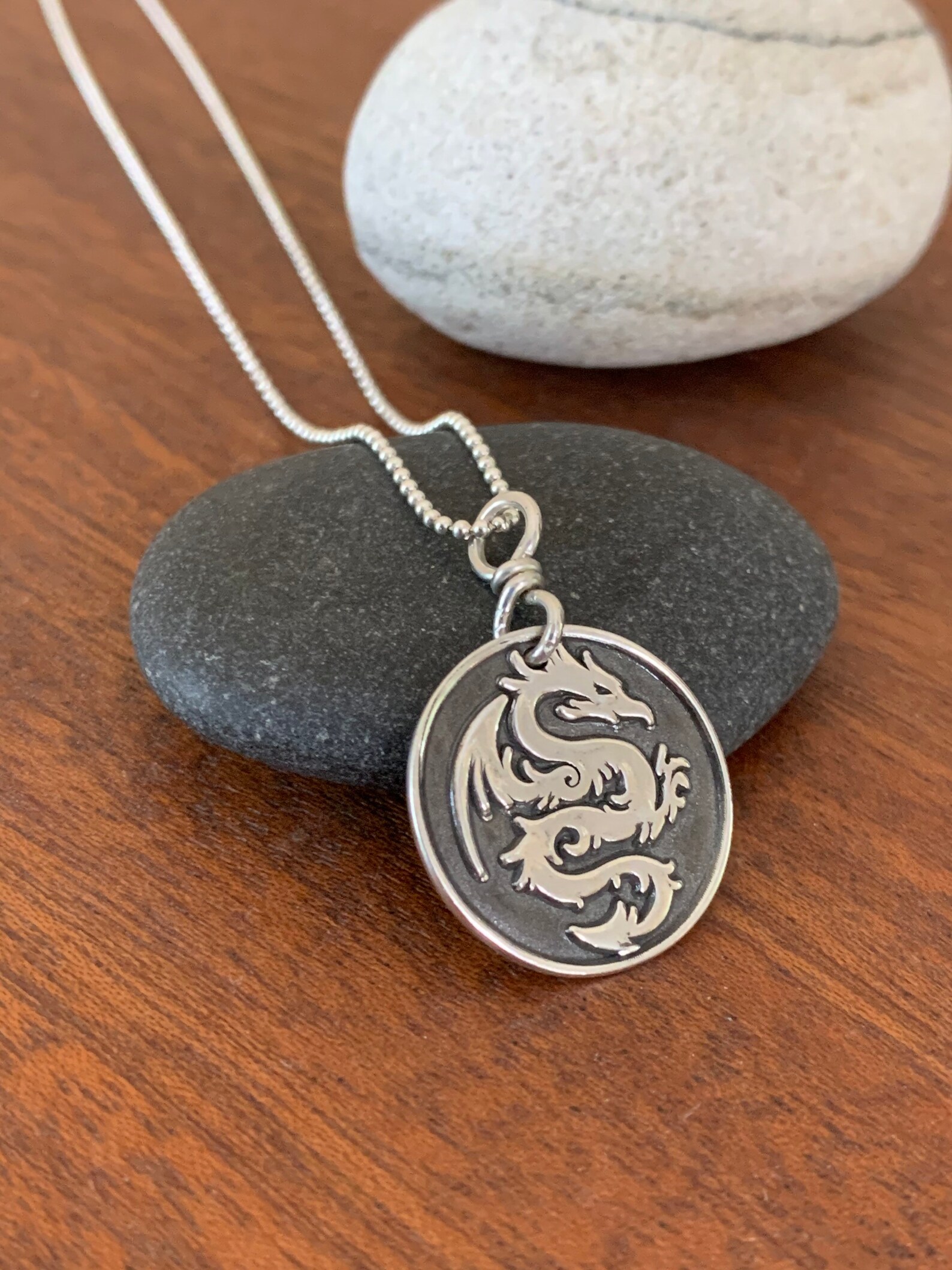 Sterling Silver Dragon Necklace Dragon Spirit Animal Charm - Etsy