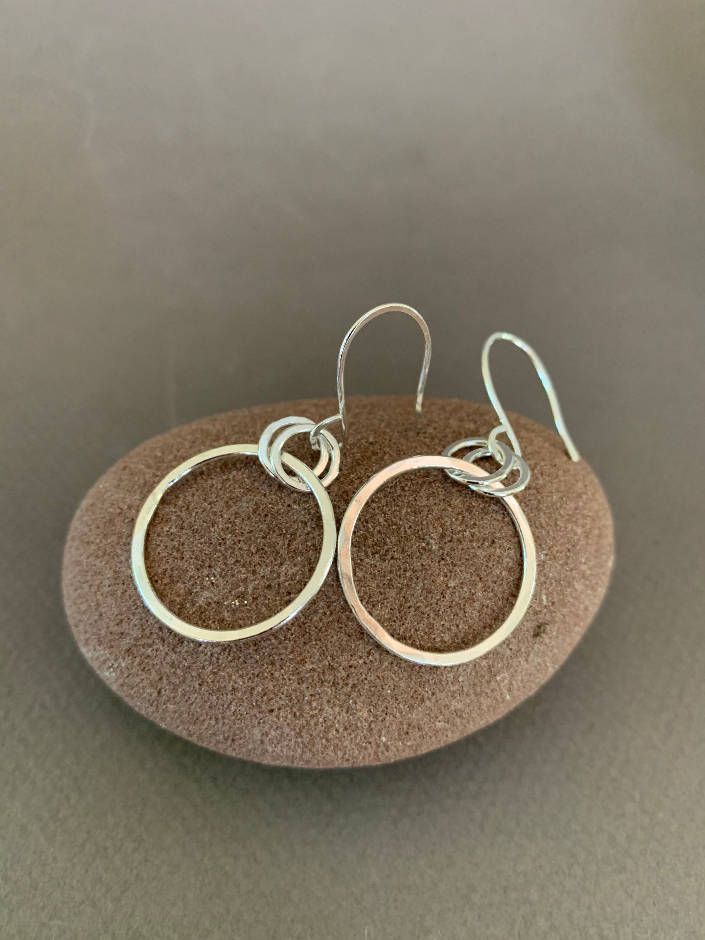 Hand Forged Hoop Earrings, Sterling Silver - Etsy
