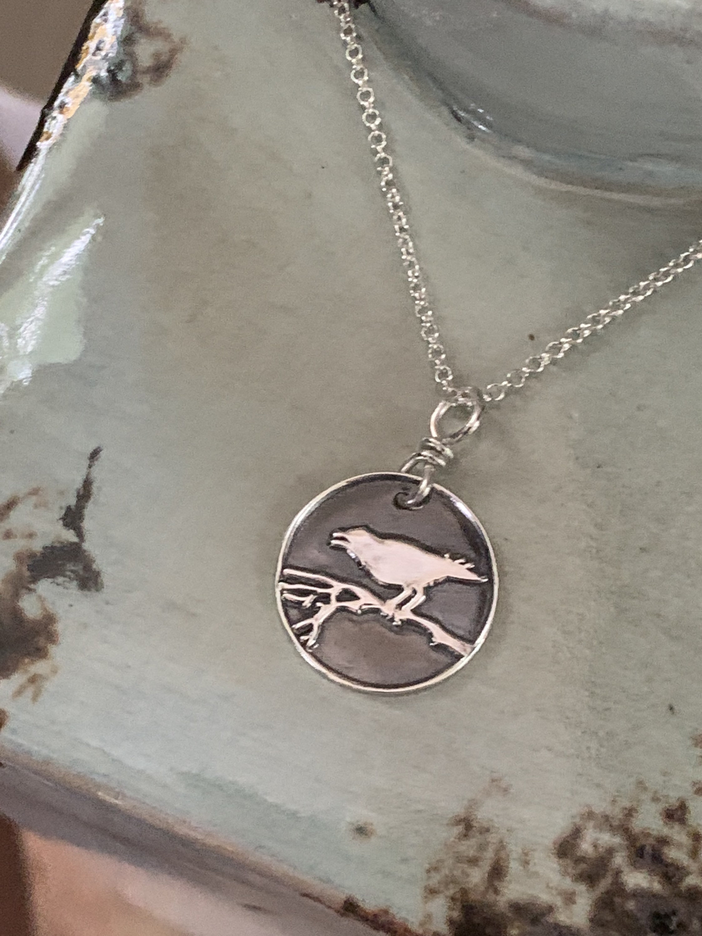 Sterling Silver Bird Necklace Raven Spirit Animal Vintage | Etsy