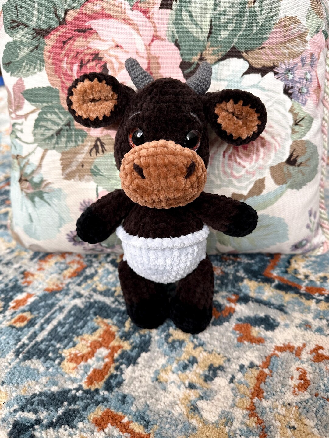 Handmade Crochet Baby Bull in Diaper Custom Plush With Personalized ...