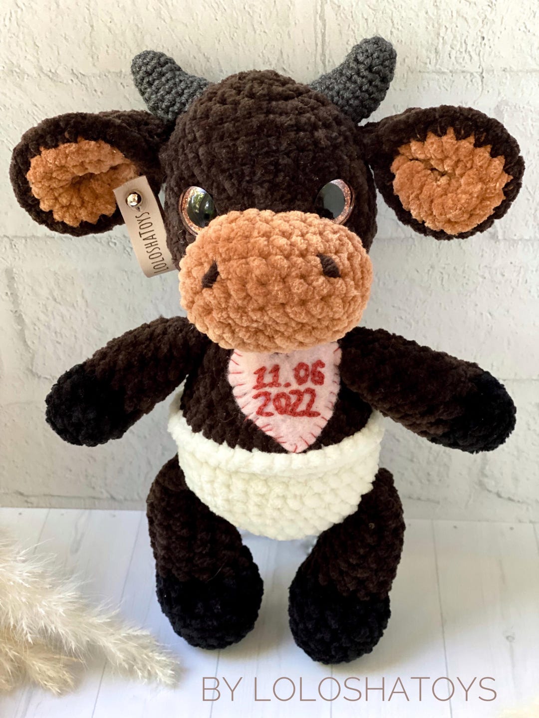 Handmade Crochet Baby Bull in Diaper – Custom Plush With Personalized ...