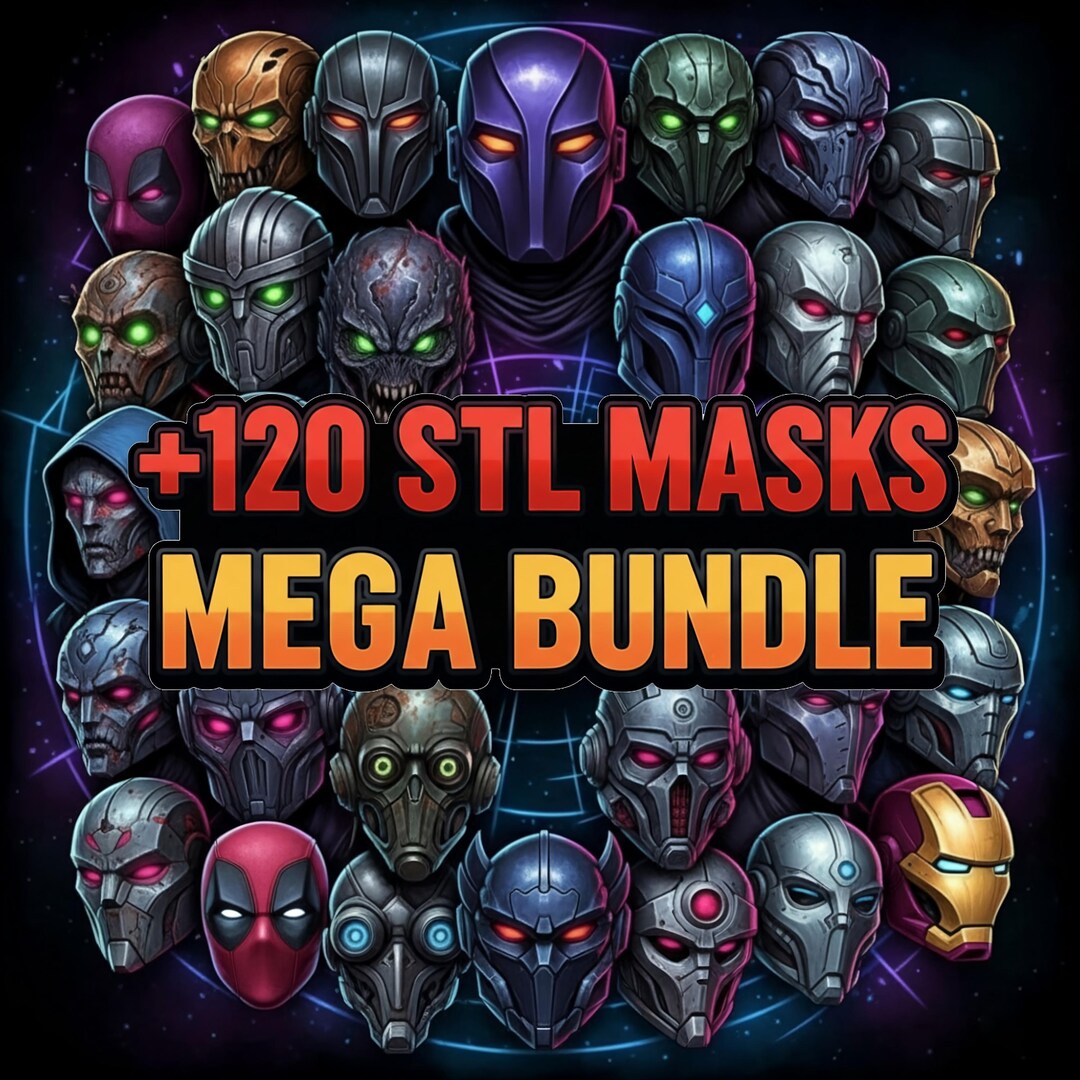 120+ STL Mask Bundle | 3D Printable Masks | Sci-fi Cyberpunk Cosplay ...