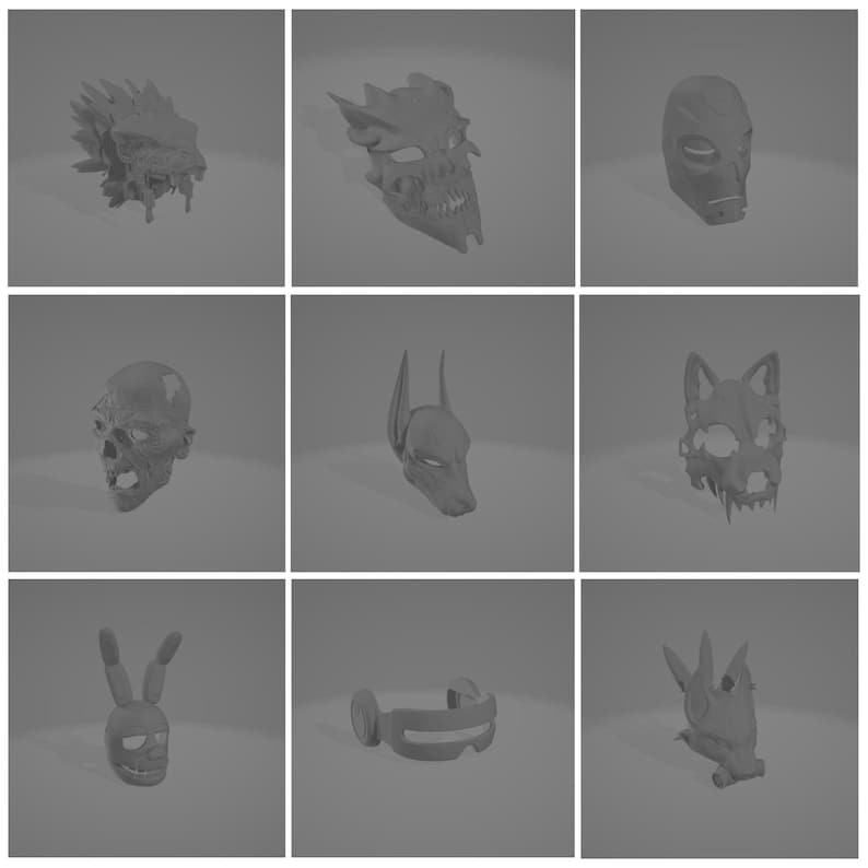 120+ STL Mask Bundle | 3D Printable Masks | Sci-fi Cyberpunk Cosplay ...