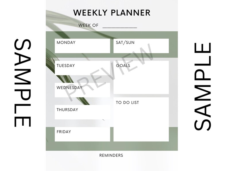 Plant-themed Weekly Planner | Printable Organizer for Plant Lovers ...
