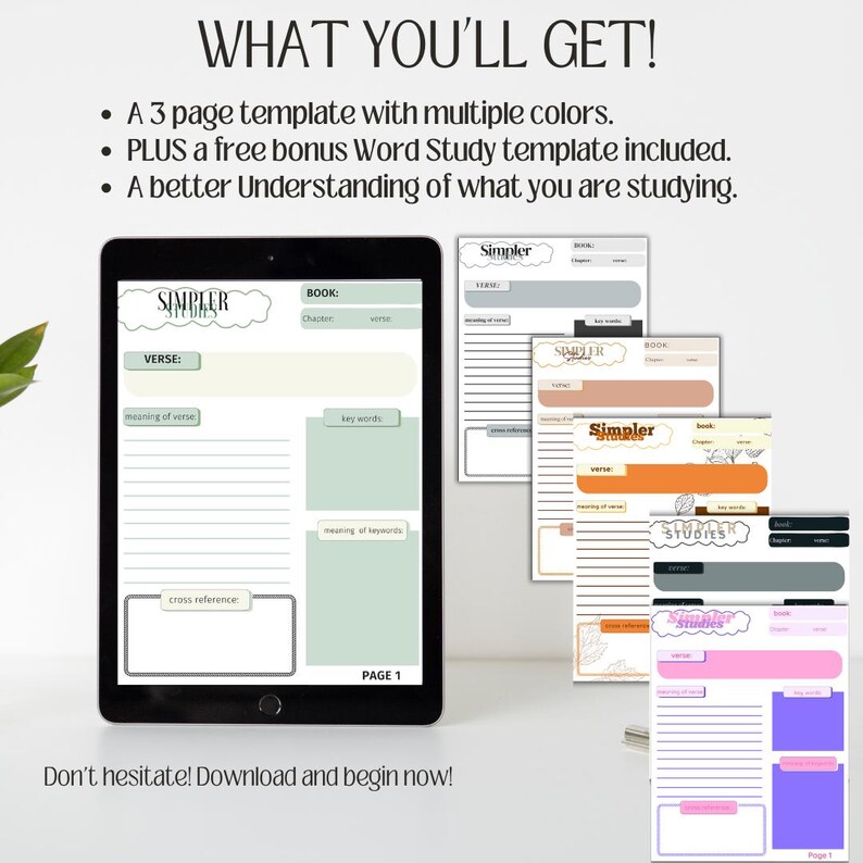 Bible Study Organizer Printable - Digital Planner, Scripture Study ...