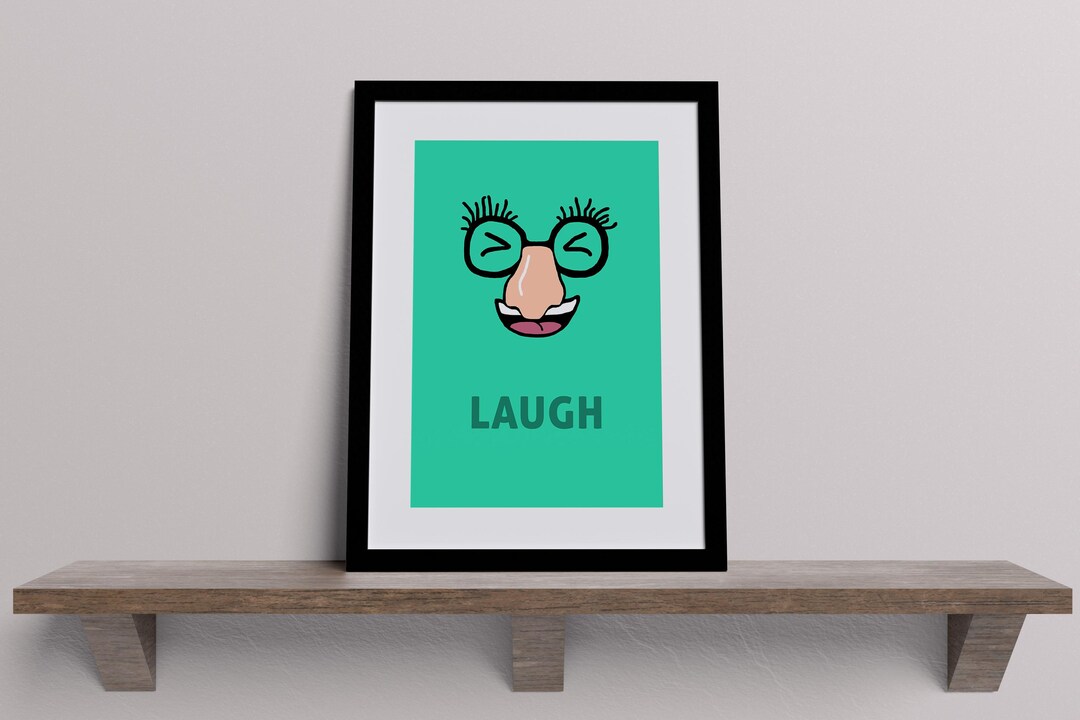 LAUGH Smiley Face Printable Design for Wall Art Digital Download - Etsy