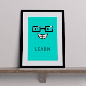LEARN Smiley Face Printable Design for Wall Art Digital Download - Etsy