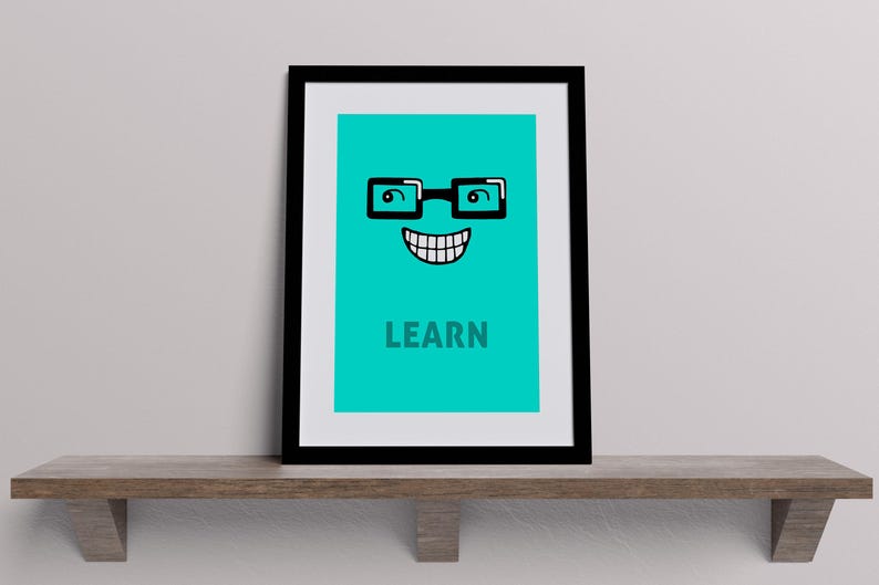 LEARN Smiley Face Printable Design for Wall Art Digital Download - Etsy