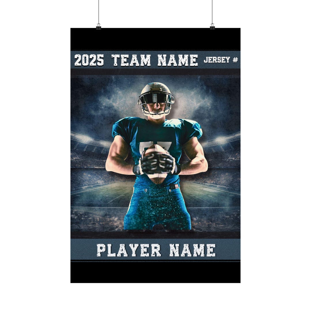Custom Football Poster, Custom Team Jersey Wall Art, Football Decor ...
