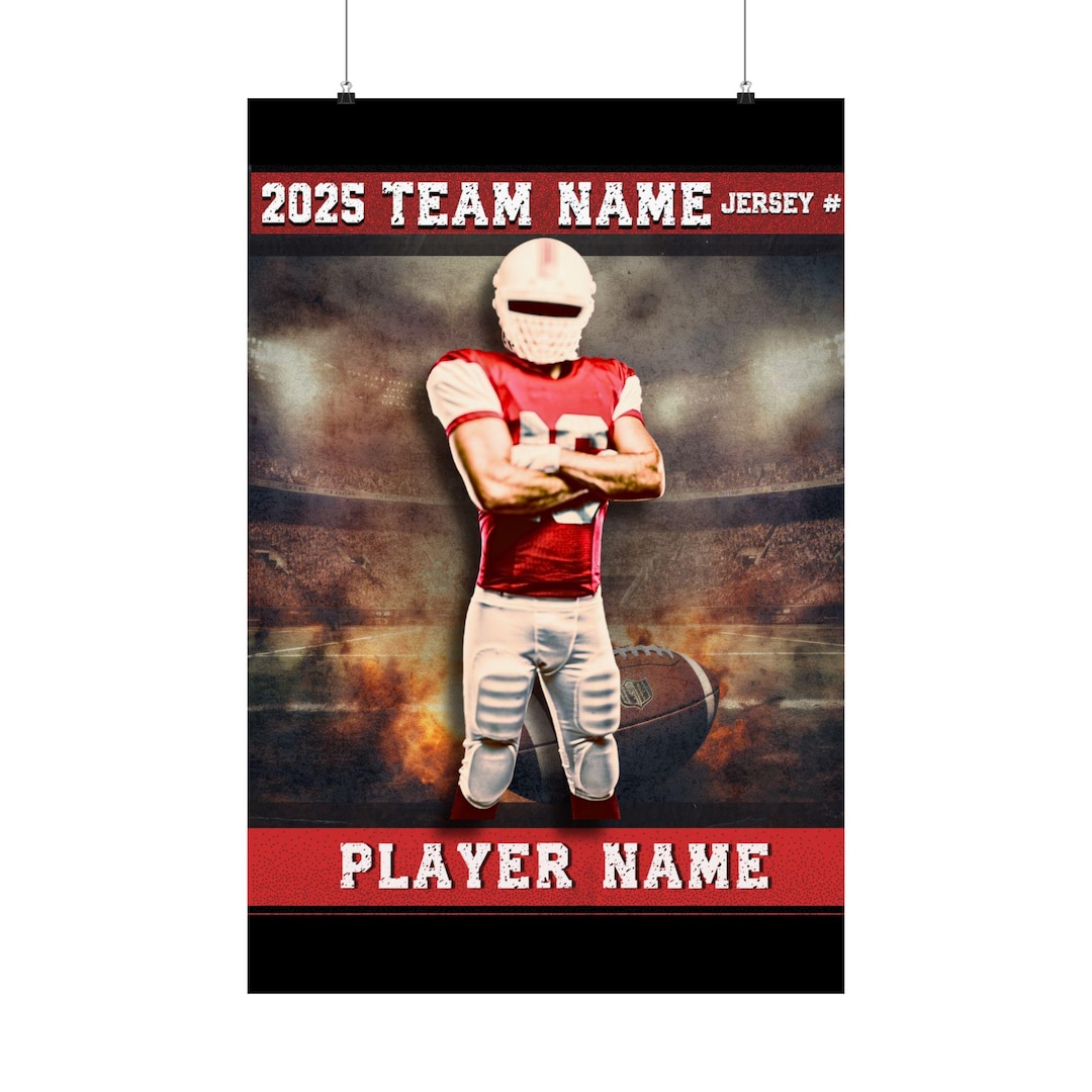 Custom Football Poster, Custom Team Jersey Wall Art, Football Decor ...