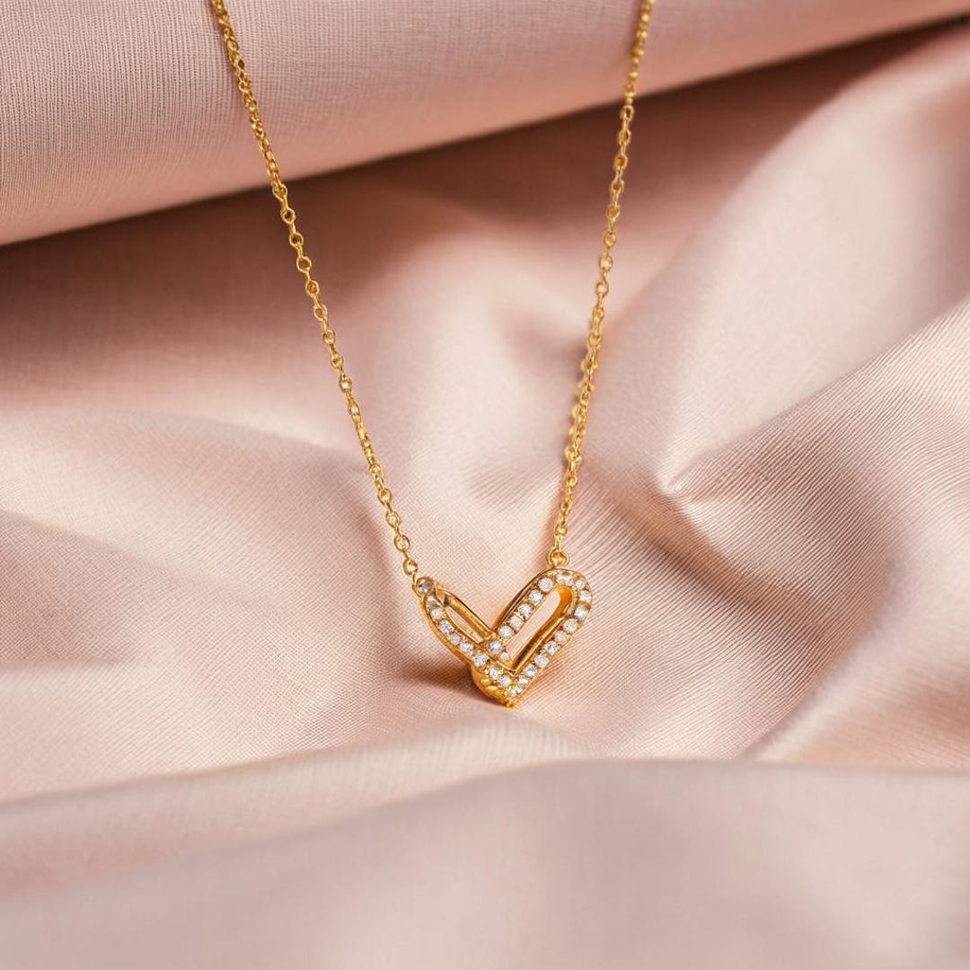 Gold Infinity Pendant Necklace Linked Design With Pave Stones ...