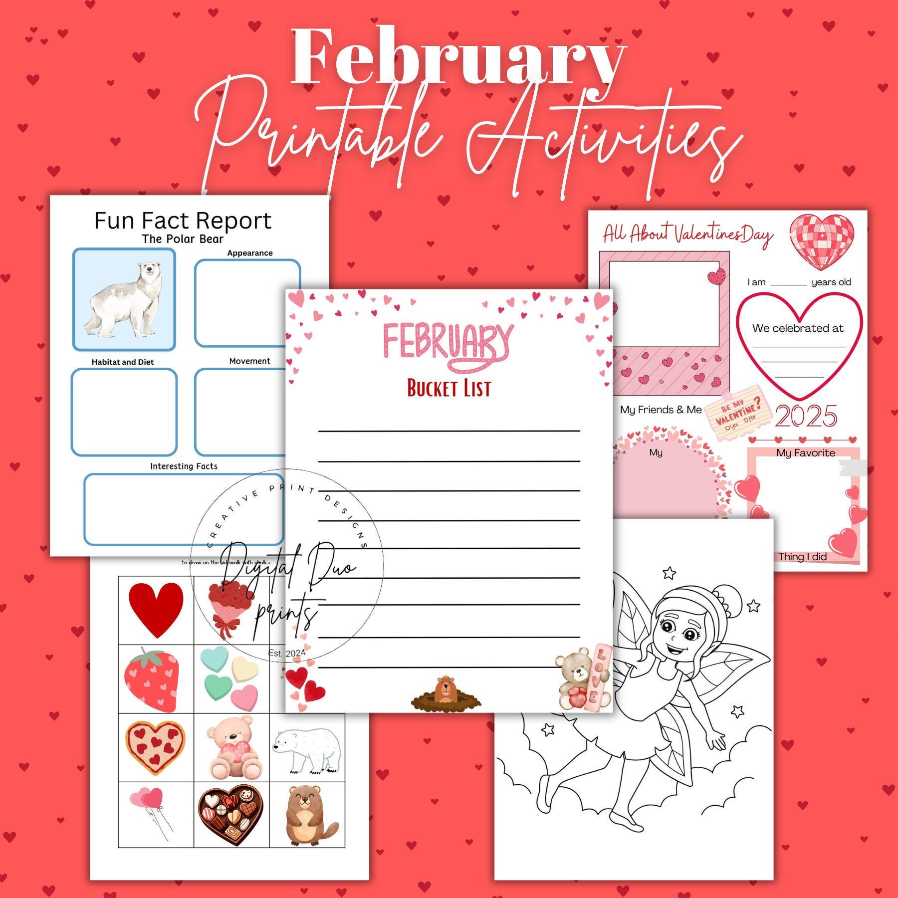 Printable February Kids Activities & Crafts Digital Kids Activities ...