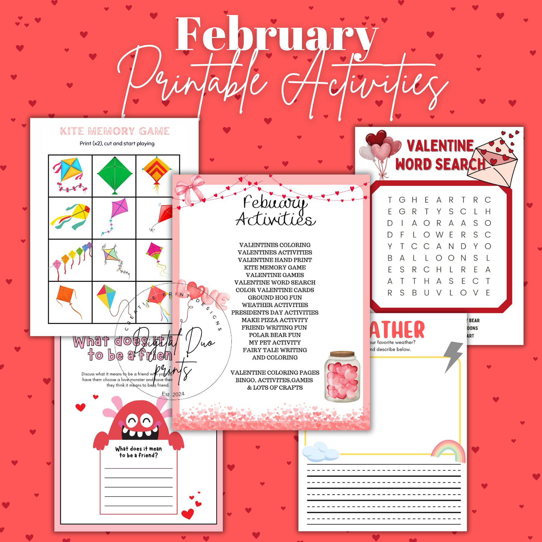 Printable February Kids Activities & Crafts Digital Kids Activities ...