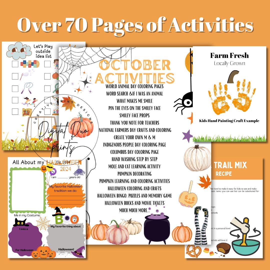 Printable October Kids Activities and Crafts Digital Kids Activities ...