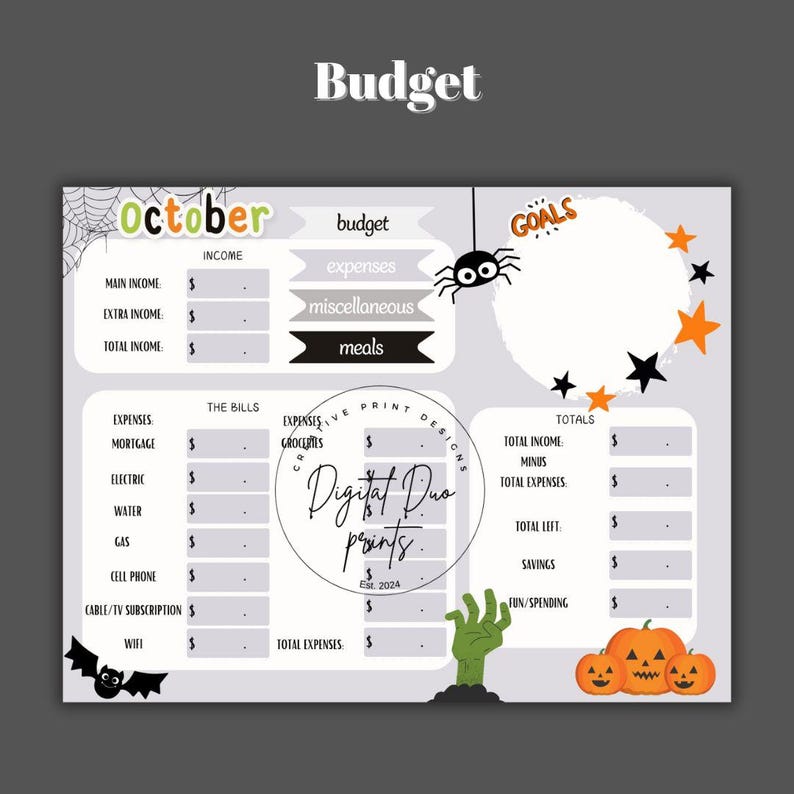 Digital Calendar Planner Bundle Set October Printable Calendar Planner ...