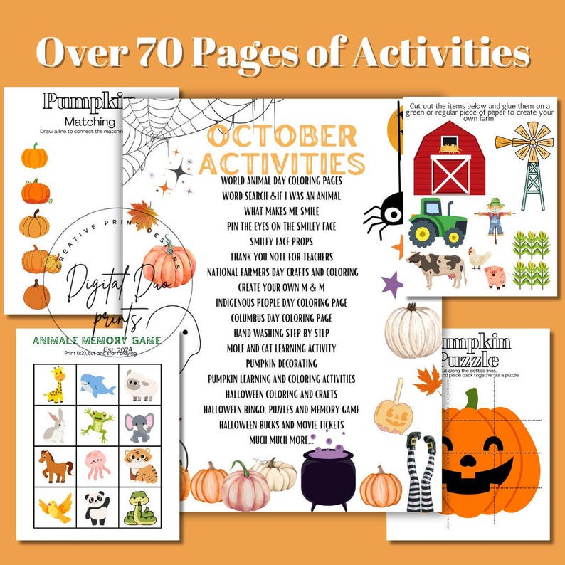 Printable October Kids Activities and Crafts Digital Kids Activities ...