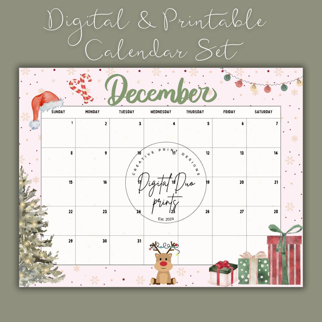 Digital December Calendar Printable December 2024 Calendar Homeschool ...