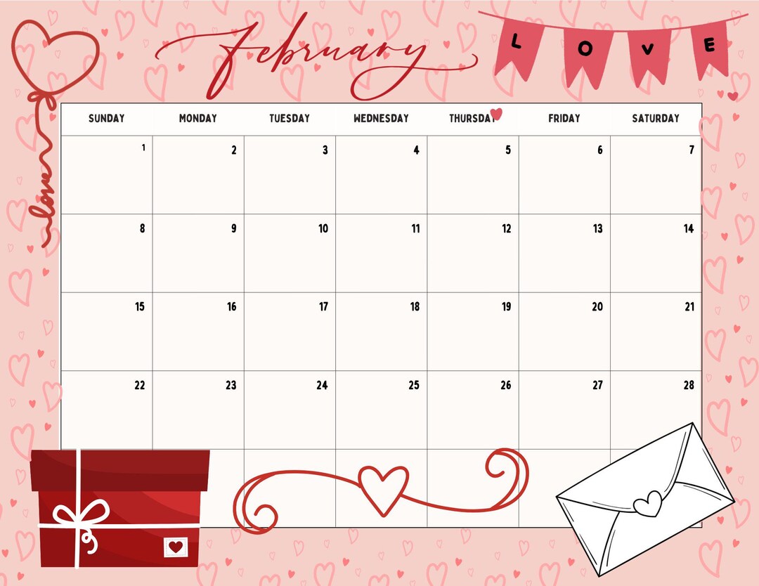Download and Print Your Own February 2026 Calendar, Theme and Holiday ...