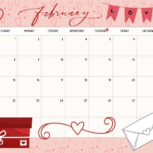 Download and Print Your Own February 2026 Calendar, Theme and Holiday ...
