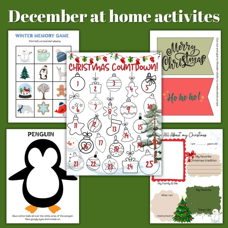 Printable December Kids Activities & Crafts Digital Kids Activities ...