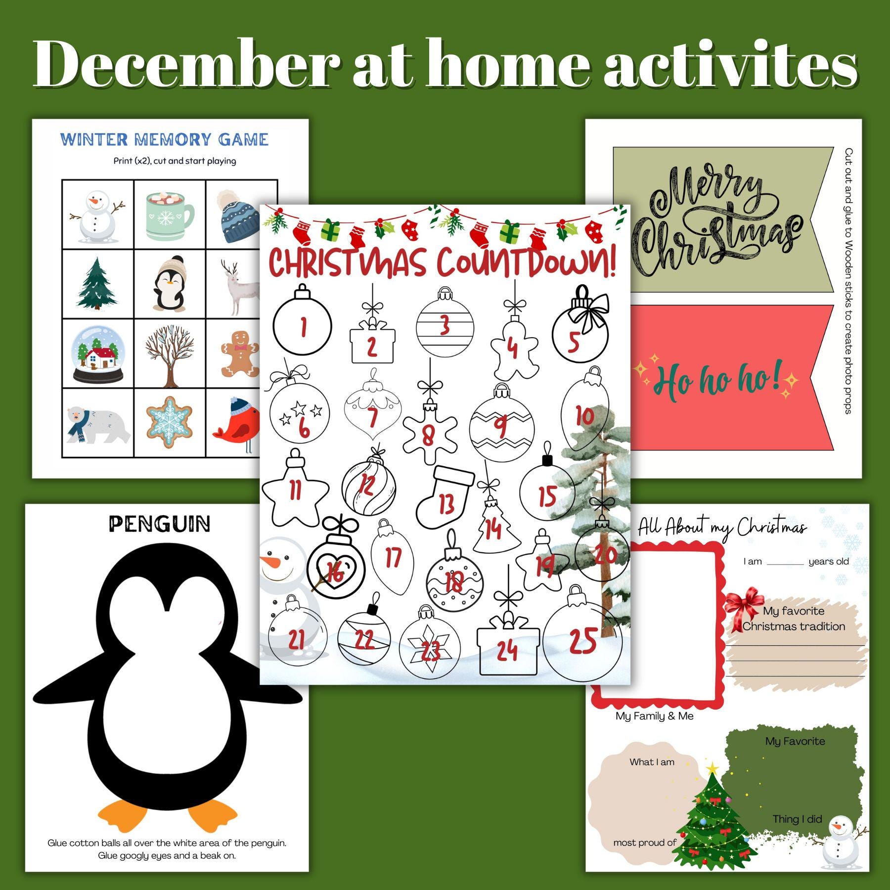 Printable December Kids Activities & Crafts Digital Kids Activities ...